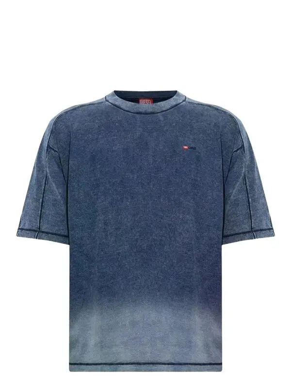 DIESEL® Ombré-effect Logo-embroidered T-shirt - Blue