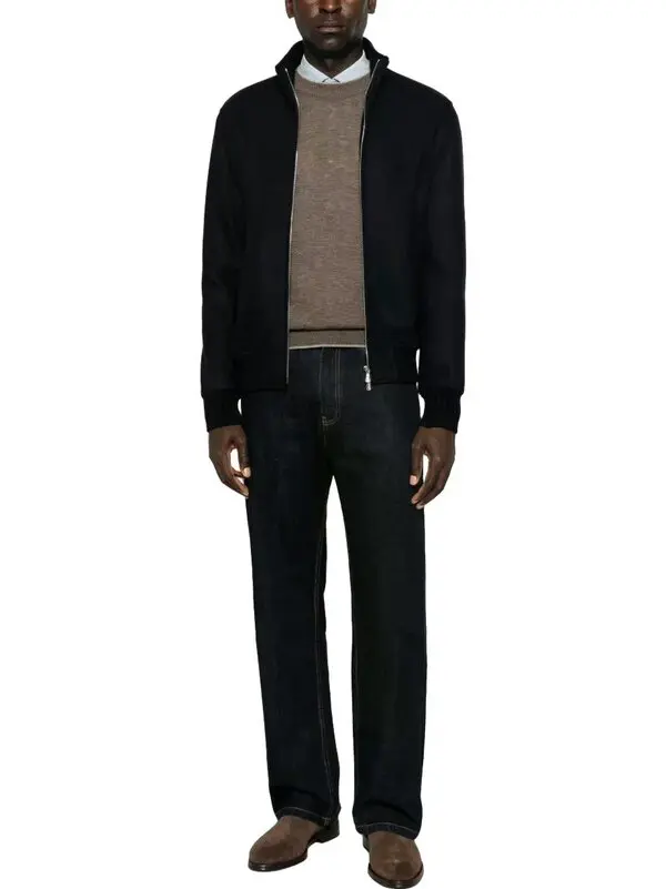 MANDELLI Zip-fastening Jacket With Suede Trim - Blue