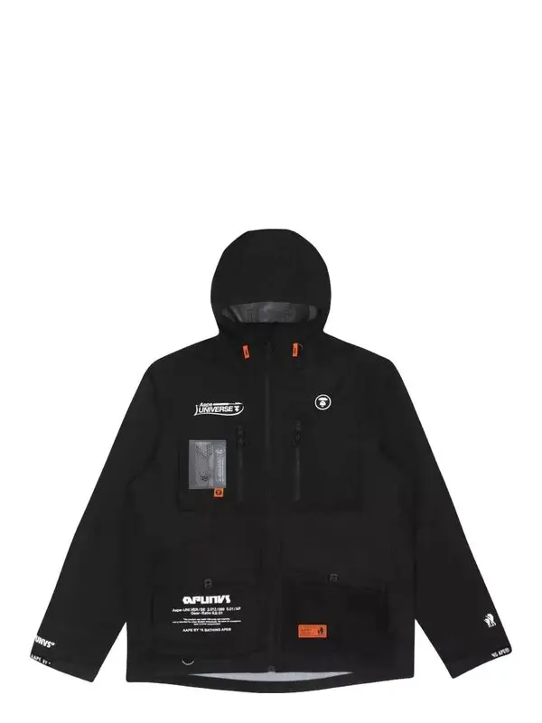 AAPE BY *A BATHING APE Hooded Jacket With Moonface Print - Black
