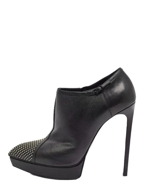 Saint Laurent Janis Studded Leather Ankle Boots - Black