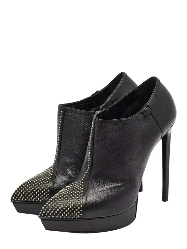 Saint Laurent Janis Studded Leather Ankle Boots - Black
