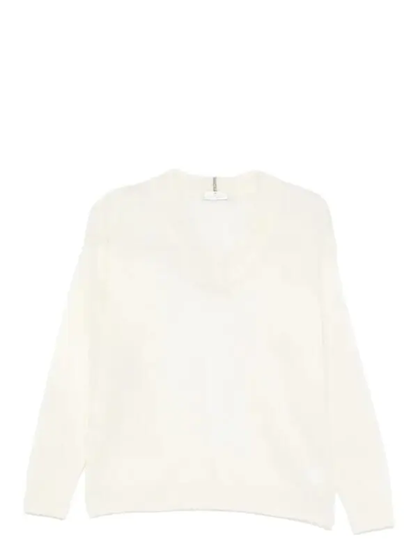 PANICALE V-neck Drop Shoulder Sweater - Neutrals