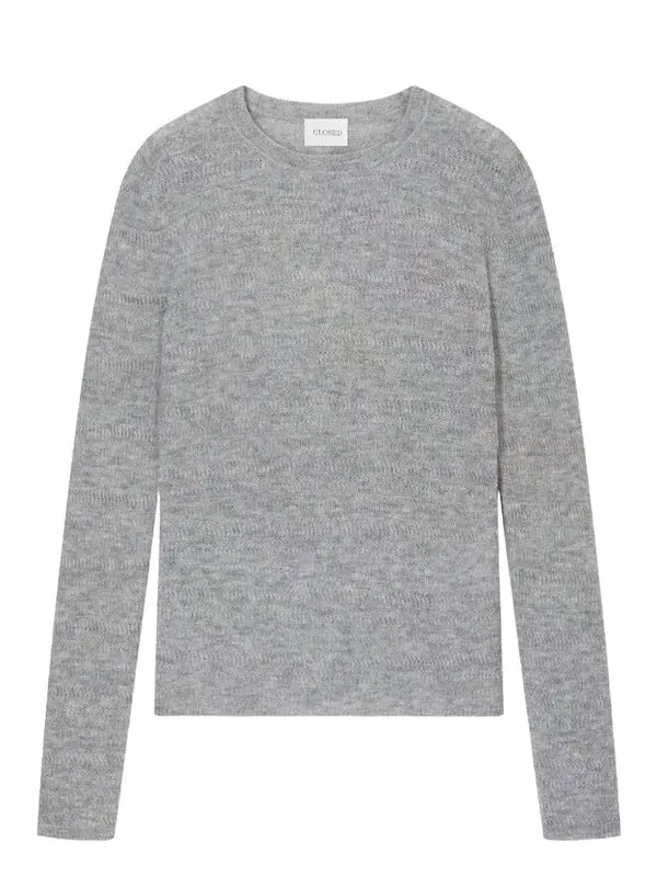 Closed Textured Knit Crew Neck Sweater - Grey