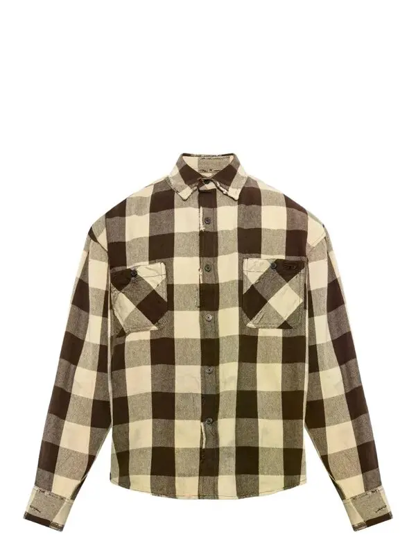 DIESEL® Check Distressed Shirt - Brown