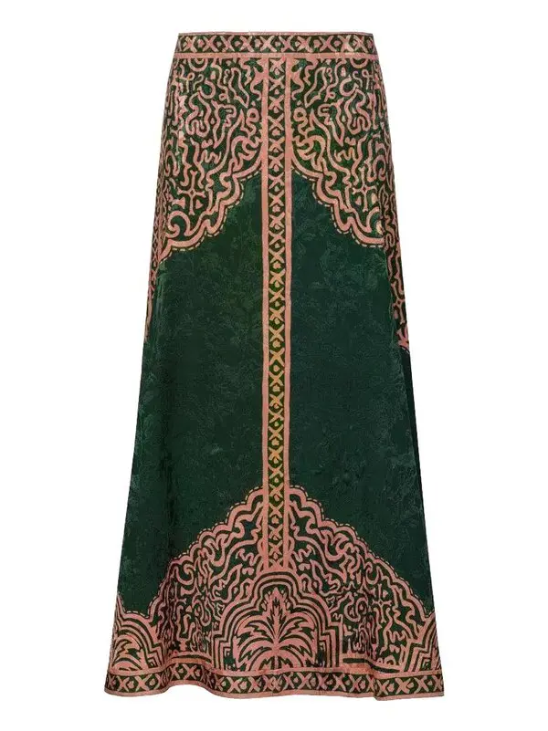 Johanna Ortiz Encanto De Isla Jacquard Skirt - Green