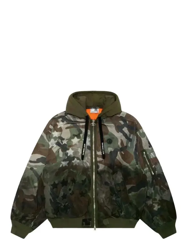AAPE BY *A BATHING APE Camouflage Print Hooded Bomber Jacket - Green