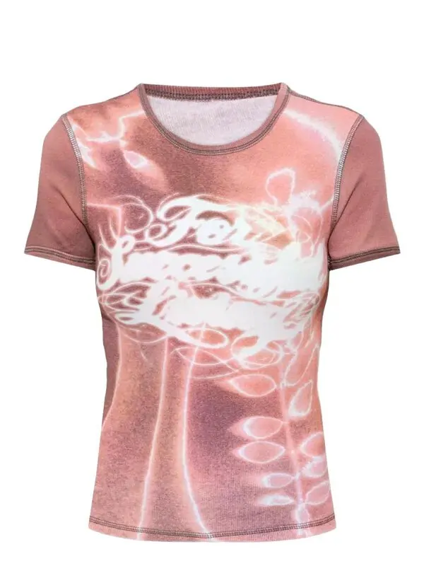 DIESEL® Graphic-print Ribbed-knit T-shirt - Pink