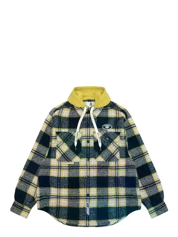 AAPE BY *A BATHING APE Check-pattern Hooded Shirt - Neutrals