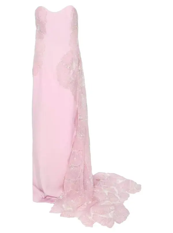 JEAN-LOUIS SABAJI Strapless Sequined Tulle Maxi Dress - Pink