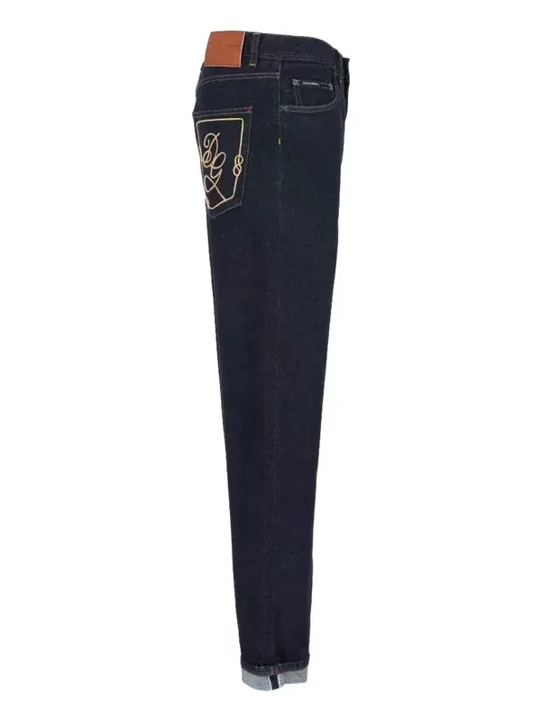 Dolce & Gabbana Logo Embroidered Jeans - Blue
