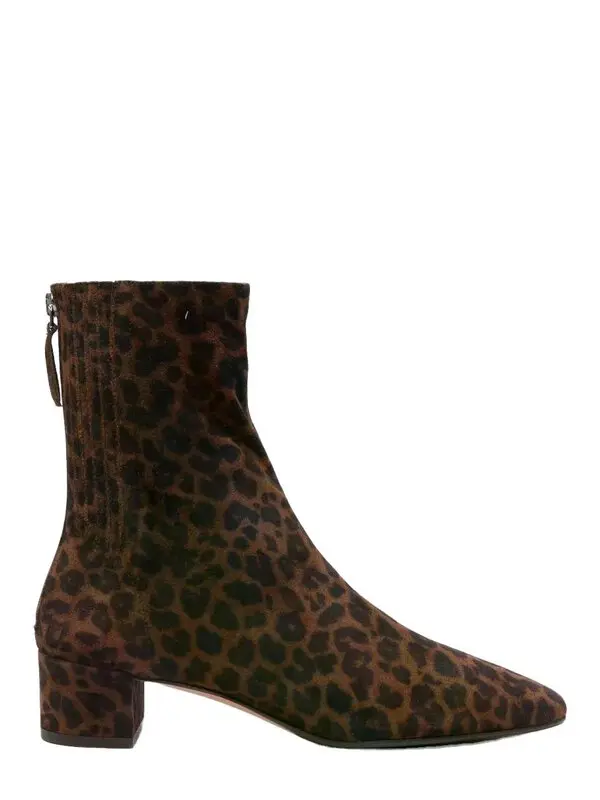 AQUAZZURA Leopard-print Suede Ankle Boots - Brown