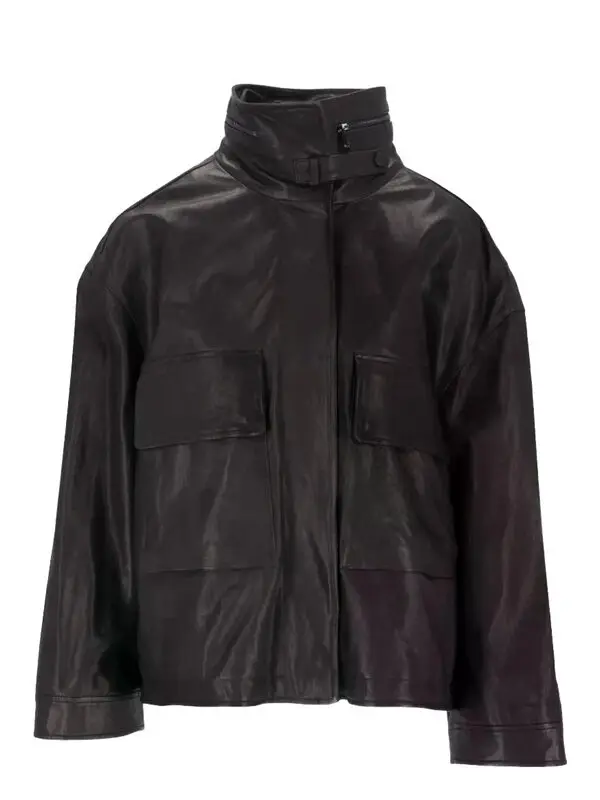 Emporio Armani Flap-pocket Leather Jacket - Black