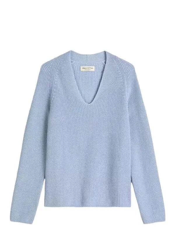 Marc O'polo V-neck Ribbed Knit Sweater - Blue