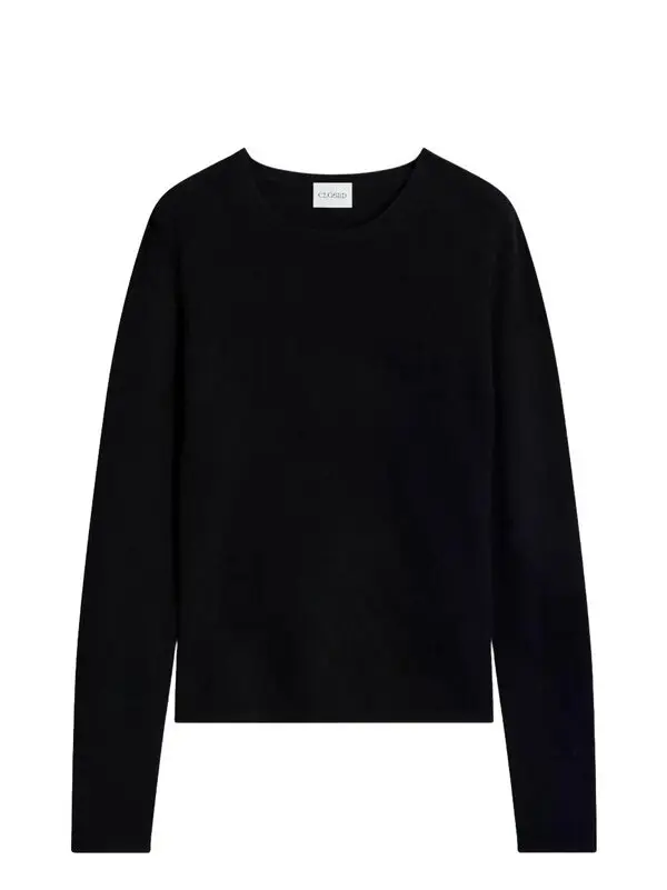 Closed Crew Neck Long Sleeve Sweater - Black