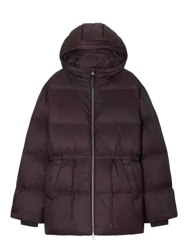 Closed Hooded Quilted Jacket - Brown