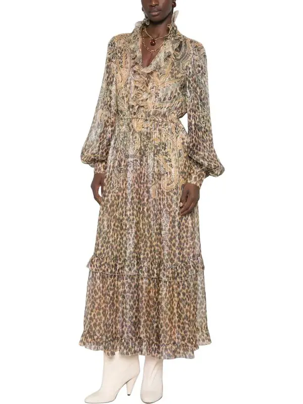 Etro Paisley Leopard-print Maxi Dress - Neutrals