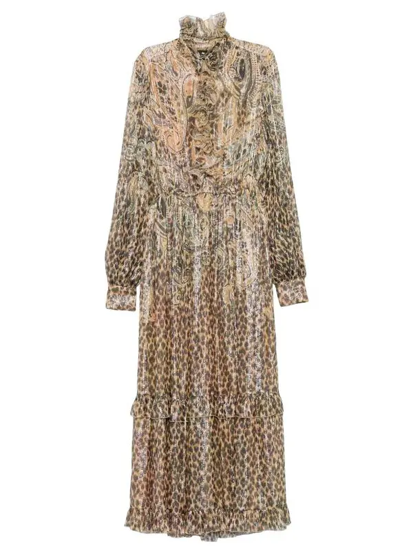 Etro Paisley Leopard-print Maxi Dress - Neutrals