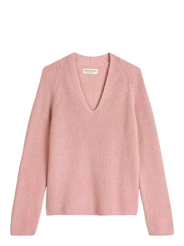 Marc O'polo Ribbed Knit V-neck Sweater - Pink