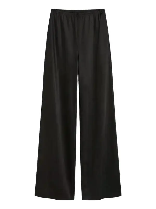 REFORMATION Gale Satin Wide Leg Trousers - Black