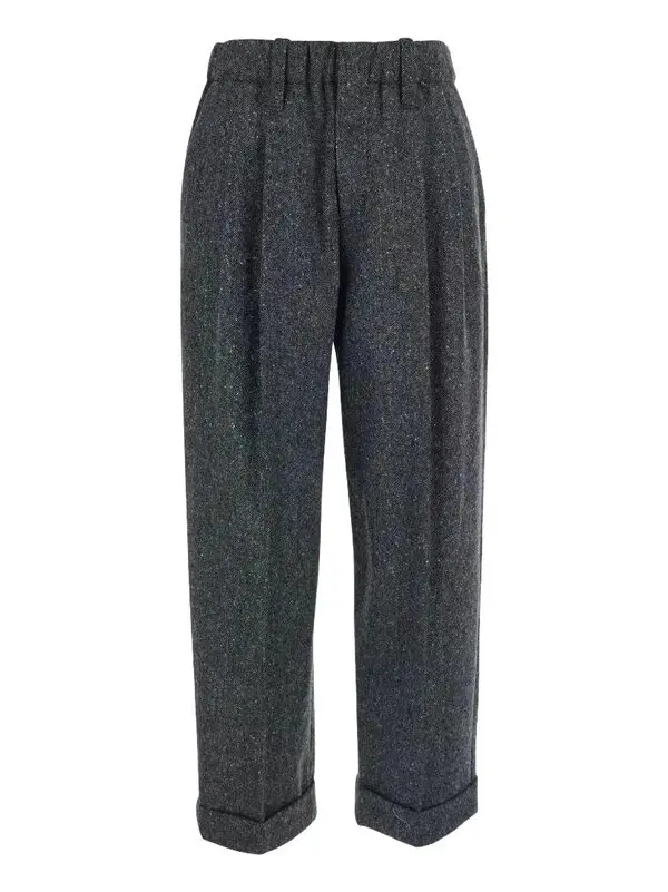 Brunello Cucinelli Pleated Turn-up Trousers - Grey