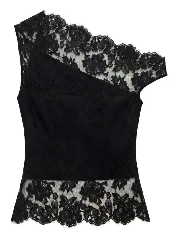 REFORMATION Oriana One-shoulder Lace Top - Black