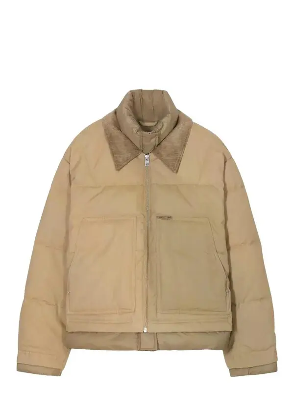 Closed Padded Corduroy Collar Jacket - Neutrals