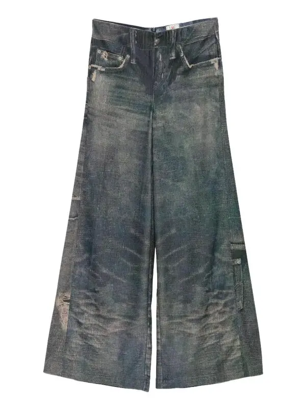 BYE Faded Corduroy Palazzo Pants - Blue