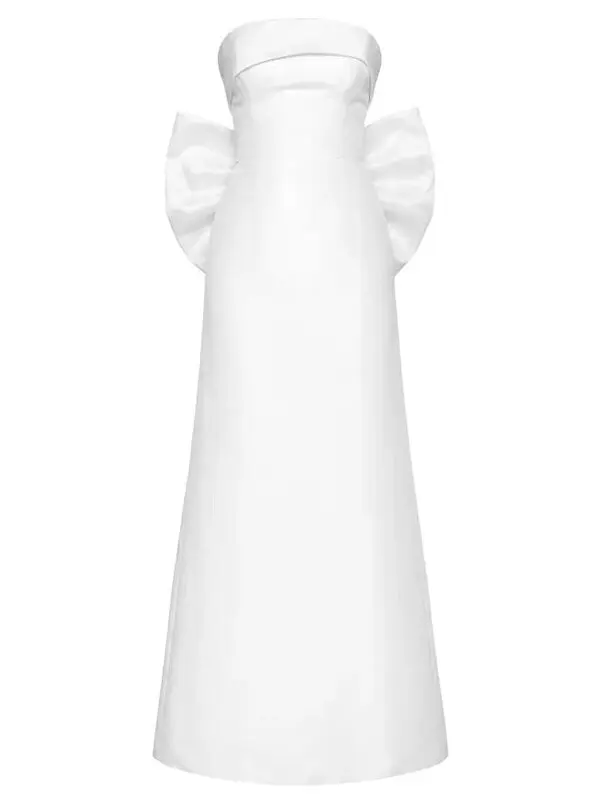 POST MERIDIEM Strapless Maxi Dress With Bow Detail - White