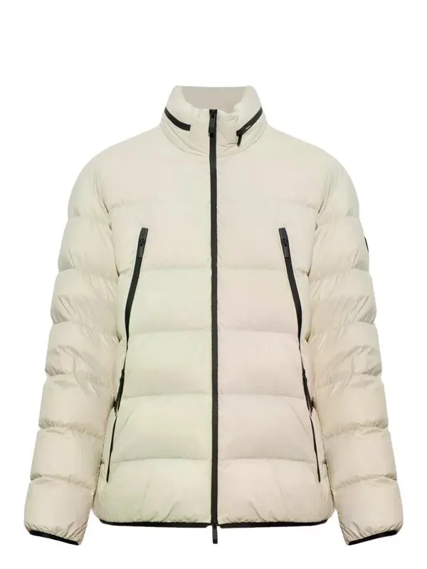 Moncler Dalalven Short Down Jacket With Stand Collar And Concealed Hood - Neutrals