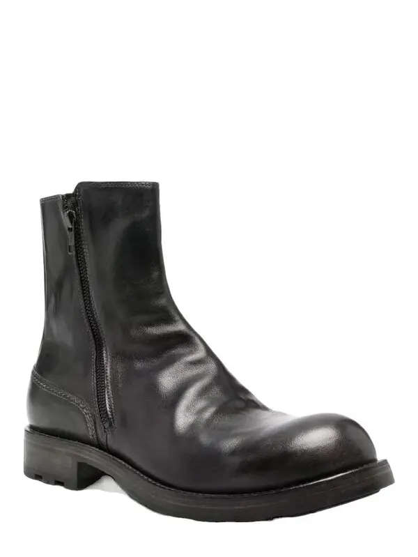 SHOTO Leather Side-zip Ankle Boots - Black
