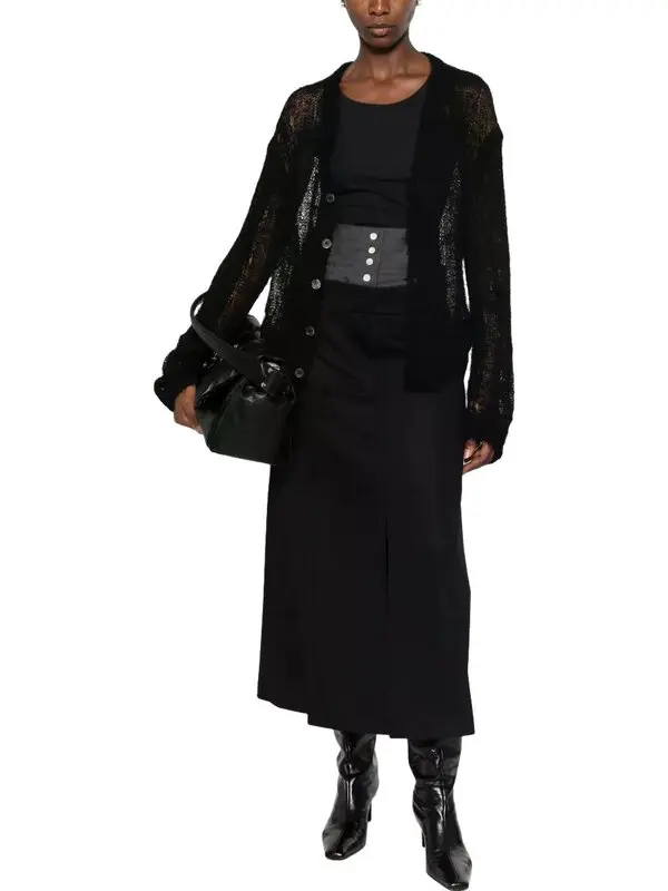 SYSTEM Pinstriped Layered-waist Midi Skirt - Black