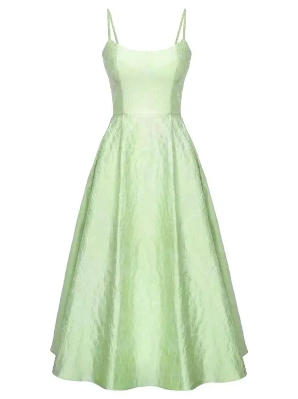 POST MERIDIEM Jacquard-patterned Corset-style Midi Dress - Green