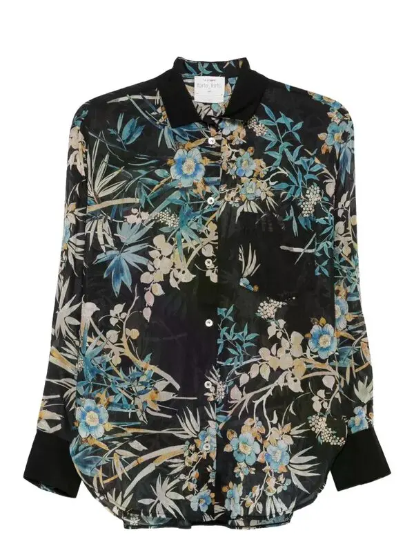 FORTE_FORTE Floral Print Button-down Shirt - Black