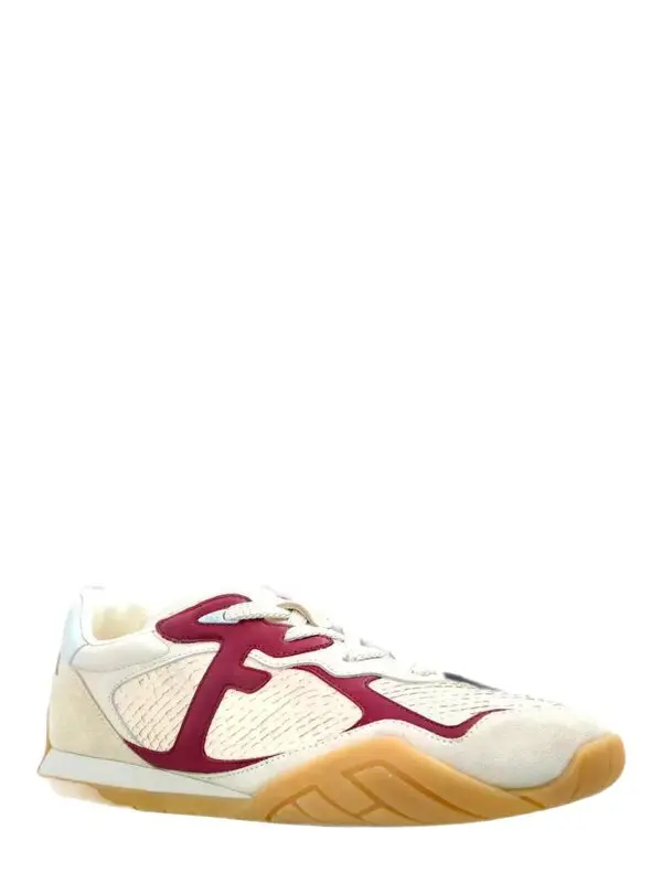 Fendi Low-top Sneakers In Leather And Suede - Neutrals
