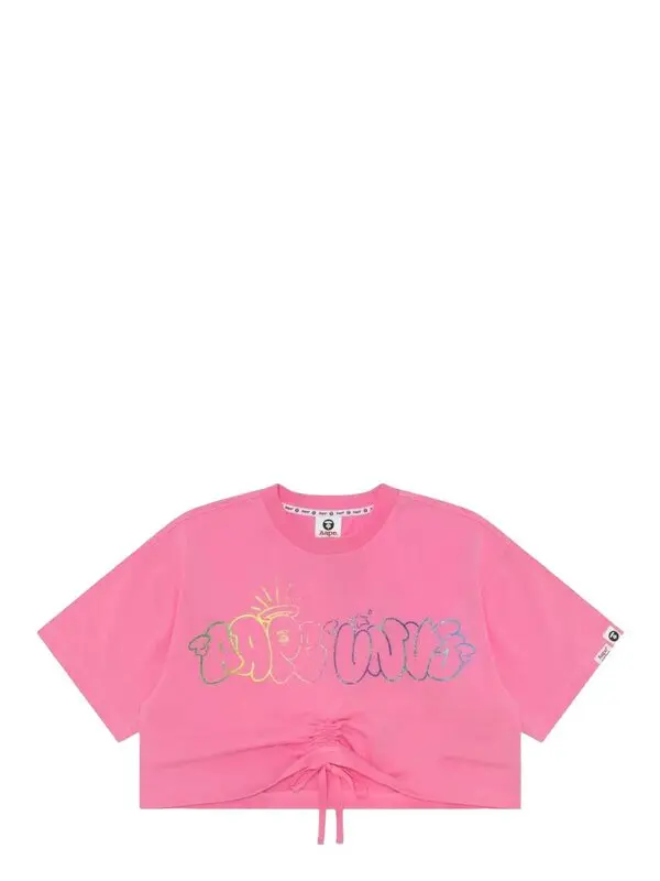 AAPE BY *A BATHING APE Logo Print Cropped T-shirt - Pink