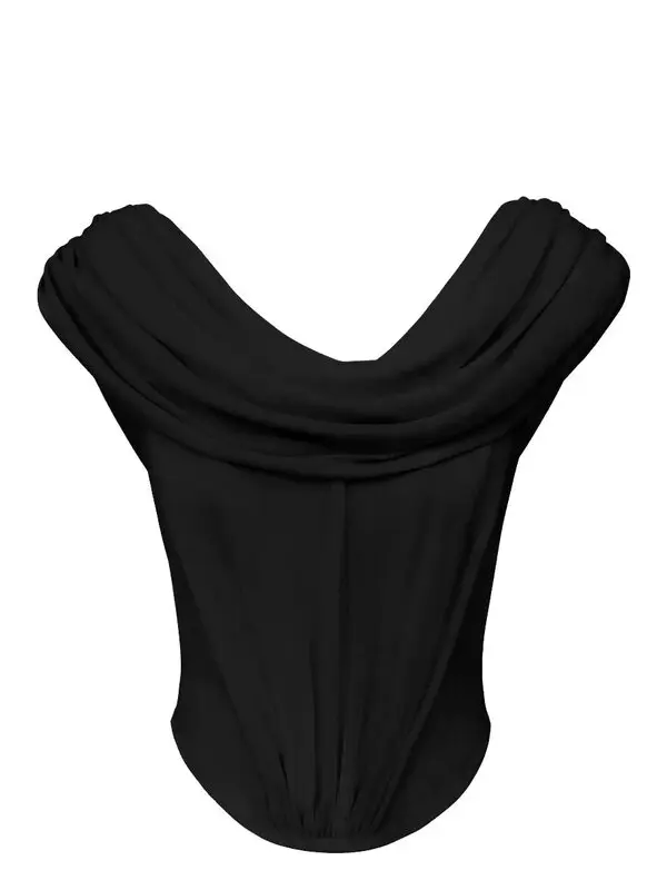 POST MERIDIEM Draped Cowl-neck Sleeveless Top - Black