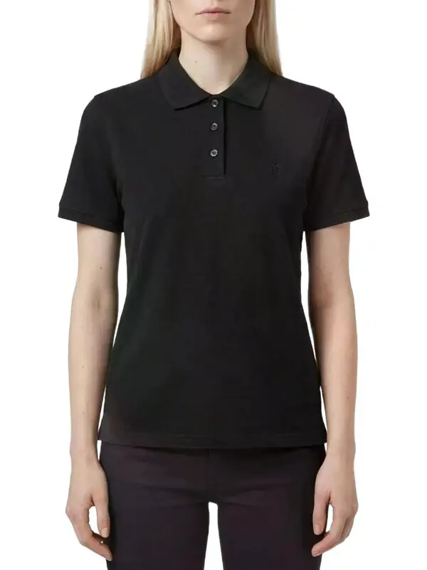 Saint Laurent Logo-embroidered Polo Shirt - Black