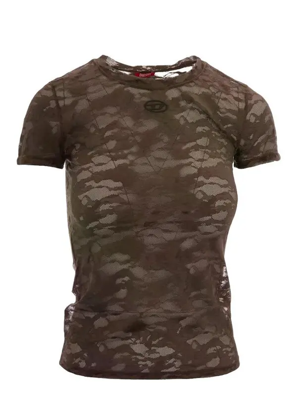 DIESEL® Oval-d Flower-lace T-shirt - Brown