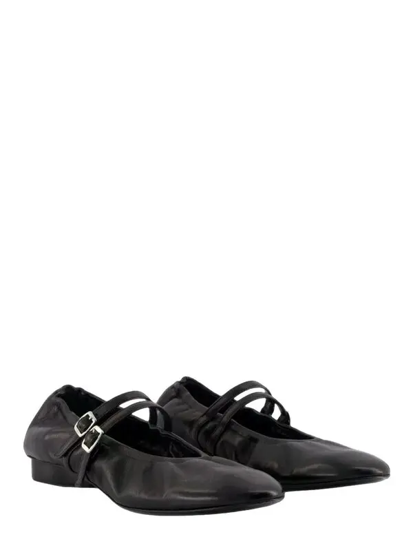 CAREL Tatiana Ballet Flats With Buckle Straps - Black