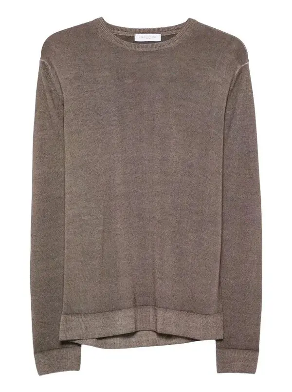 DANIELE FIESOLI Long Sleeve Crew Neck Sweater - Brown