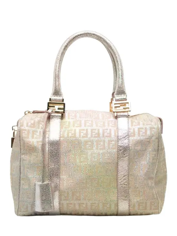 Fendi Small Metallic Canvas Bauletto Boston Bag - Pink