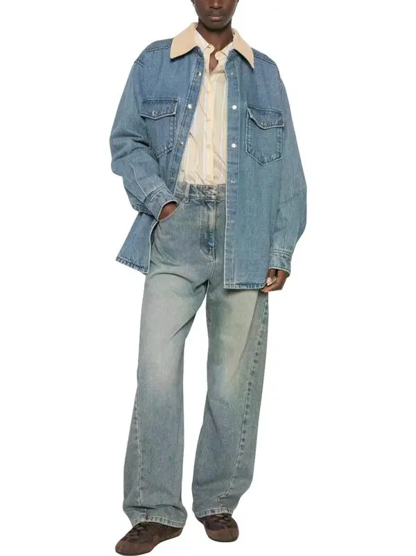SYSTEM Faded Effect Wide-leg Jeans - Blue