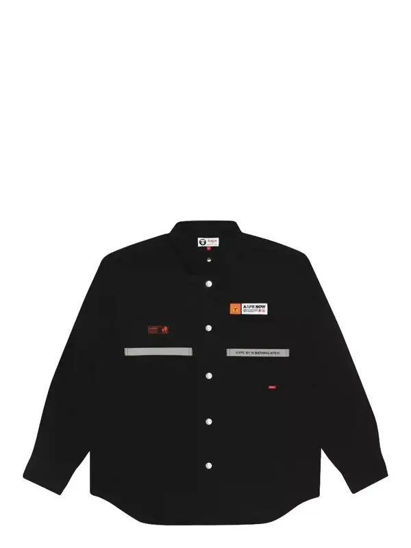 AAPE BY *A BATHING APE Logo-patch Button-up Shirt - Black