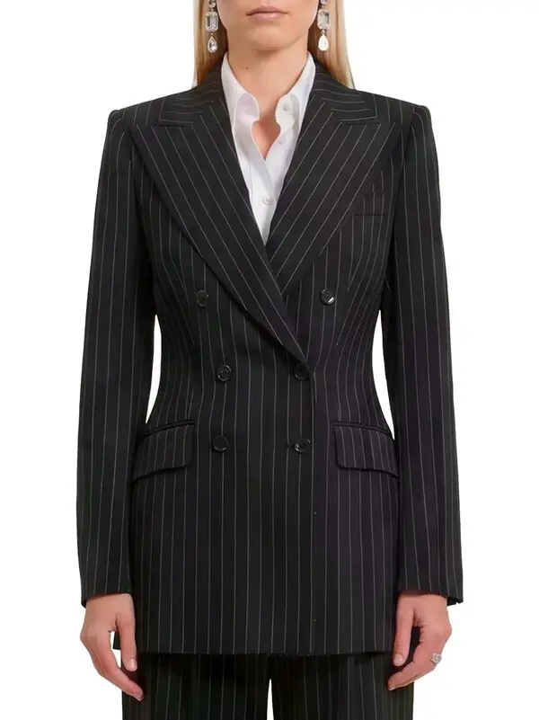Dolce & Gabbana Double-breasted Chalk-stripe Jacket - Black