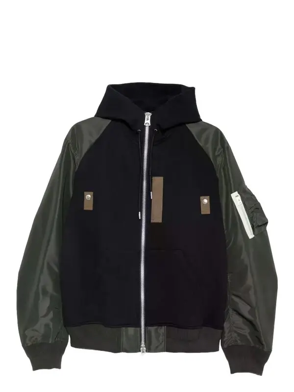 Sacai Panelled Zip-fastening Hooded Jacket - Green