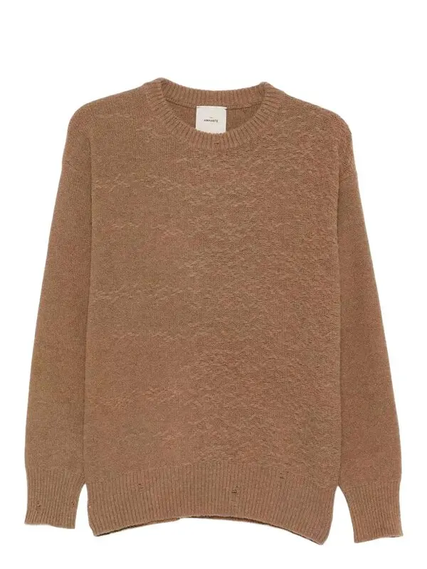 THE AMHANTE Distressed Textured Knit Sweater - Neutrals