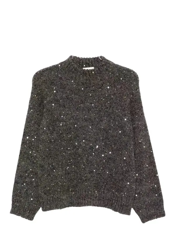 PANICALE Sequin Embellished High Neck Sweater - Grey