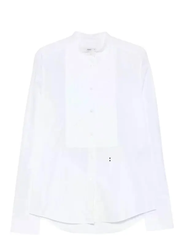 Fendi Long-sleeve Bib Front Band Collar Shirt - White