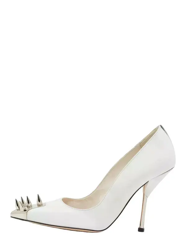 Alexander McQueen Punk Studded Pointed Toe Stiletto Pumps - White
