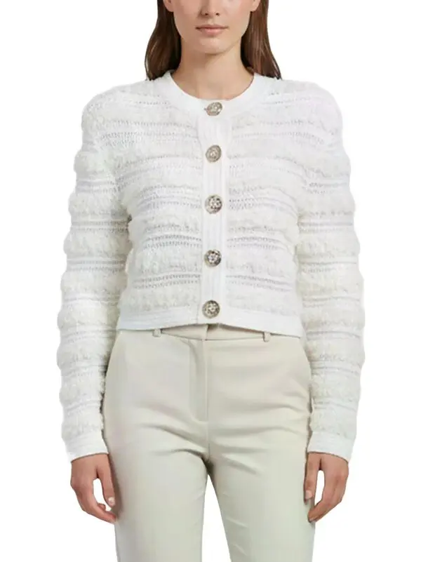 Balmain Sequin-embellished Bouclé-knit Cardigan - White